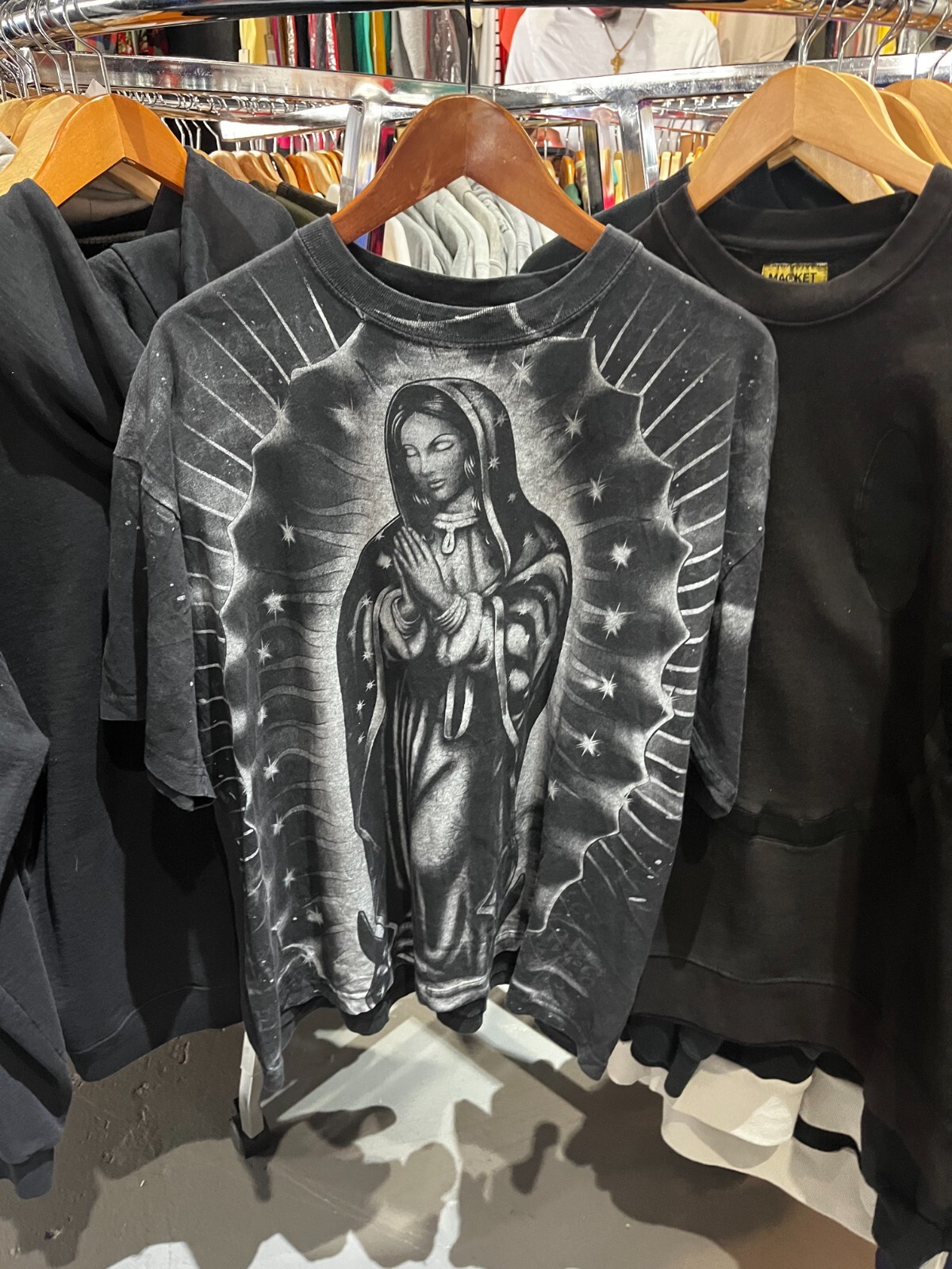 Vintage Y2K Jesus Virgin Mary Big Print Black Catholi… - Gem