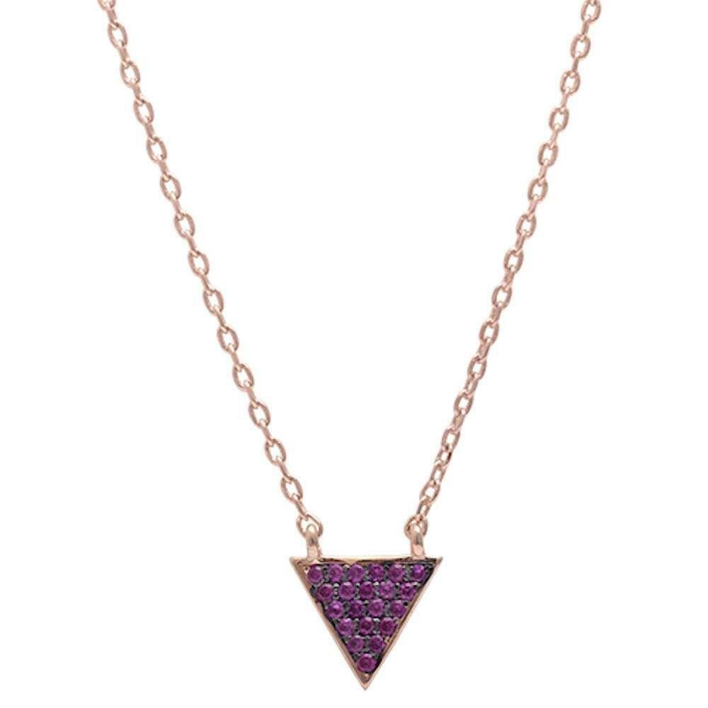 Triangle Pave Ruby .925 Sterling Silver Pendant Necklace | eBay