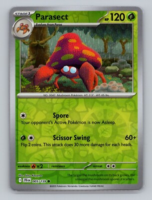 Parasect #005/159 Reverse Holo Journey Together JTG EN Pokemon Scarlet ...