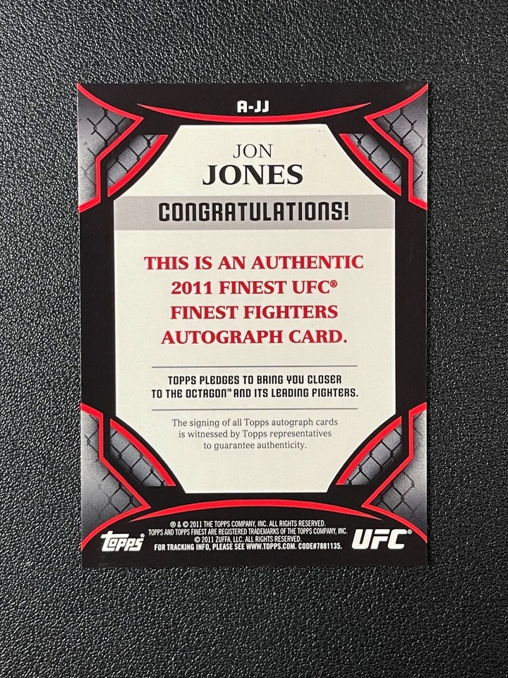 JON BONES JONES 2011 TOPPS FINEST FIGHTERS UFC AUTOGRAPH AUTO | eBay