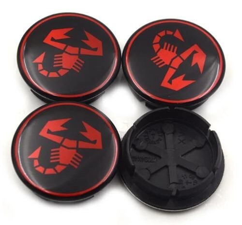 4 x 50 mm 4726183AB Abarth Black Red Alloy Wheel Center Caps Rim Cap | eBay