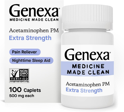 Genexa Clean Acetaminophen Extra Strength 500mg & Fever Reducer 100Ct ...