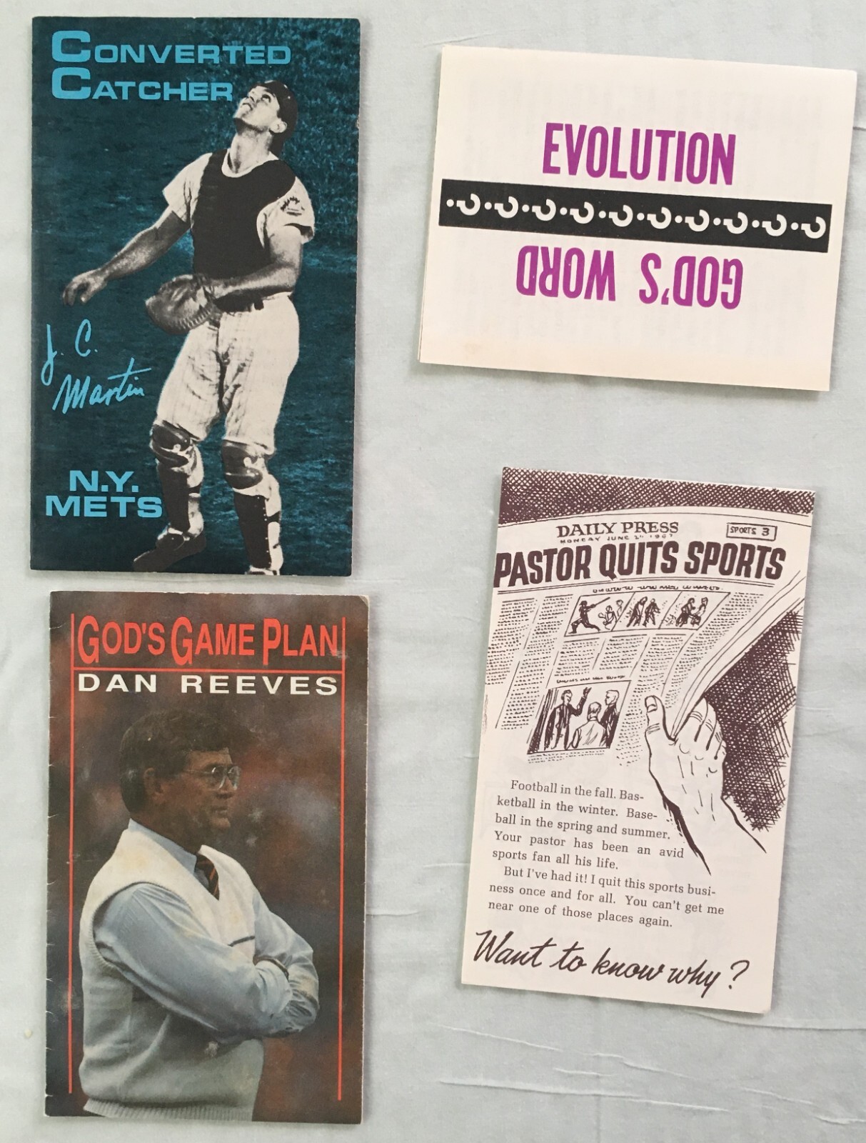 Set of Vintage Sports and Evolution-themed religious tracts. Dan Reeves ...