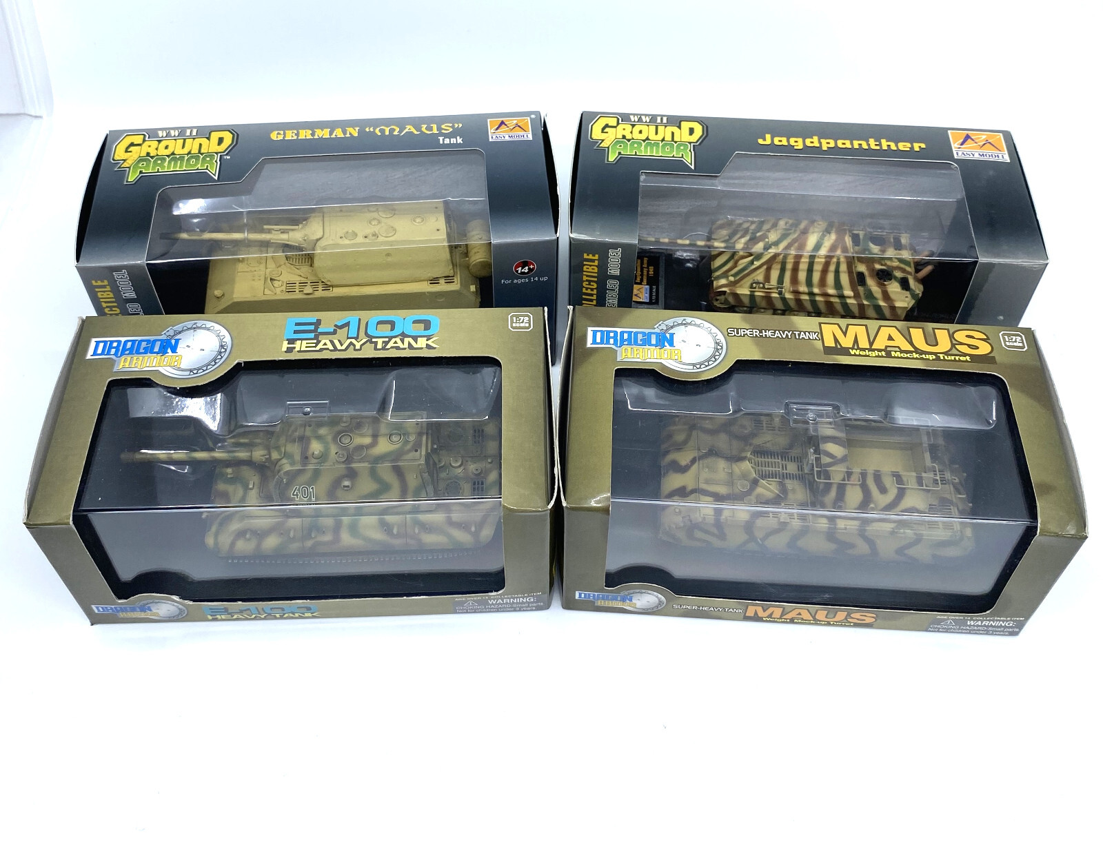 2 Dragon Armor Maus 60157 E-100 60155 & EM Maus Jagdpanther 1/72 Scale ...