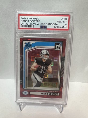 2024 Donruss BROCK BOWERS Red Pandora Optic Preview Raiders #394 PSA 10 ...