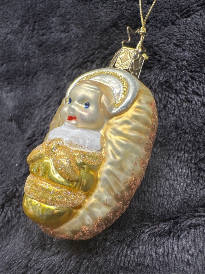 Hand Blown Glass Baby Jesus In Manger | eBay