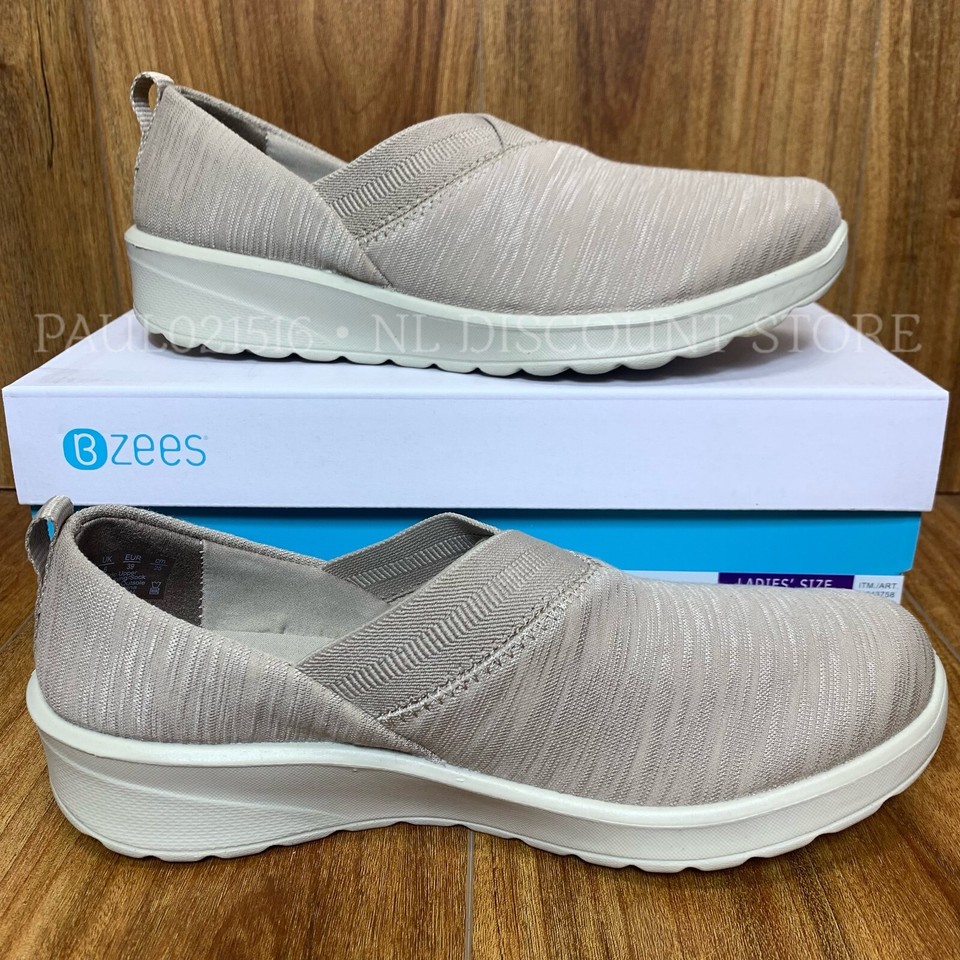 BZEES Women's Machine Washable Slip-On Shoes ~ Taupe | eBay