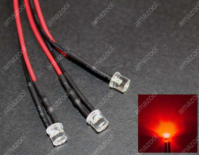 50pcs 5mm red flat Pre Wired led 5mm pre wired flat red Light Lamp 12V ...