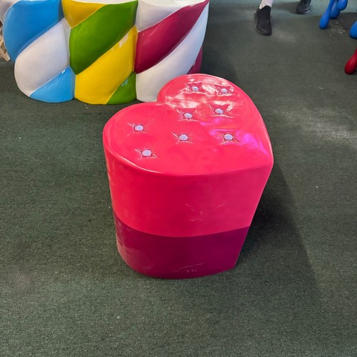 Pink And Purple Heart Stool Over Sized Statue Princess Theme Decor Prop ...