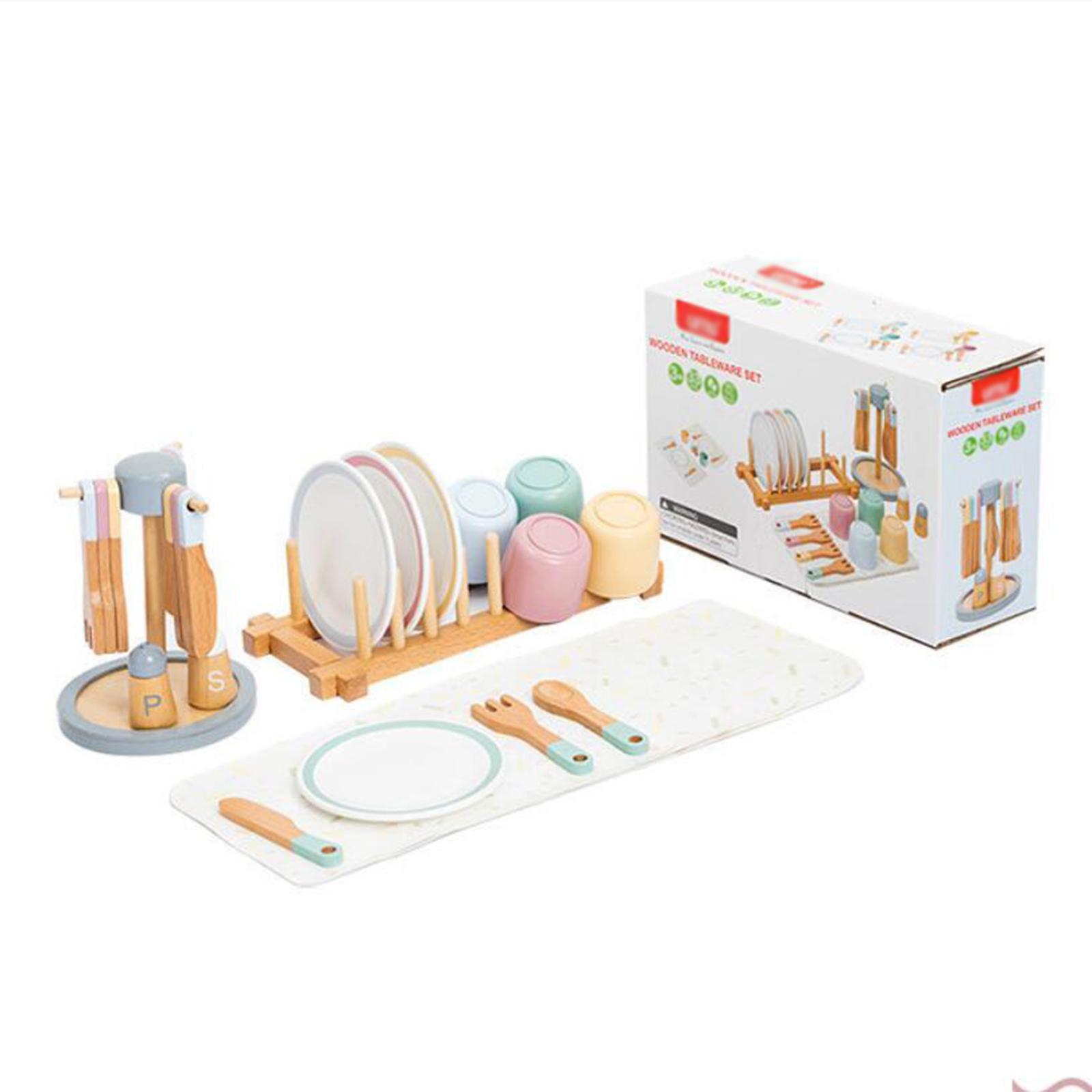Wooden Toy Plates Dishes Wooden Toy Tableware Forks Role Play ...