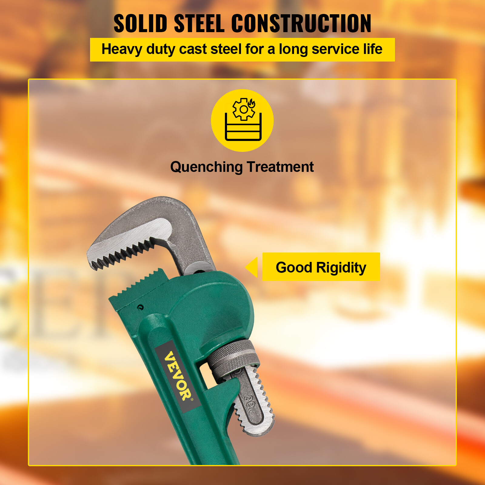 36" Cast Steel Pipe Wrench 85mm Jaw Straight Pipe Wrench STRONG PACKING ...