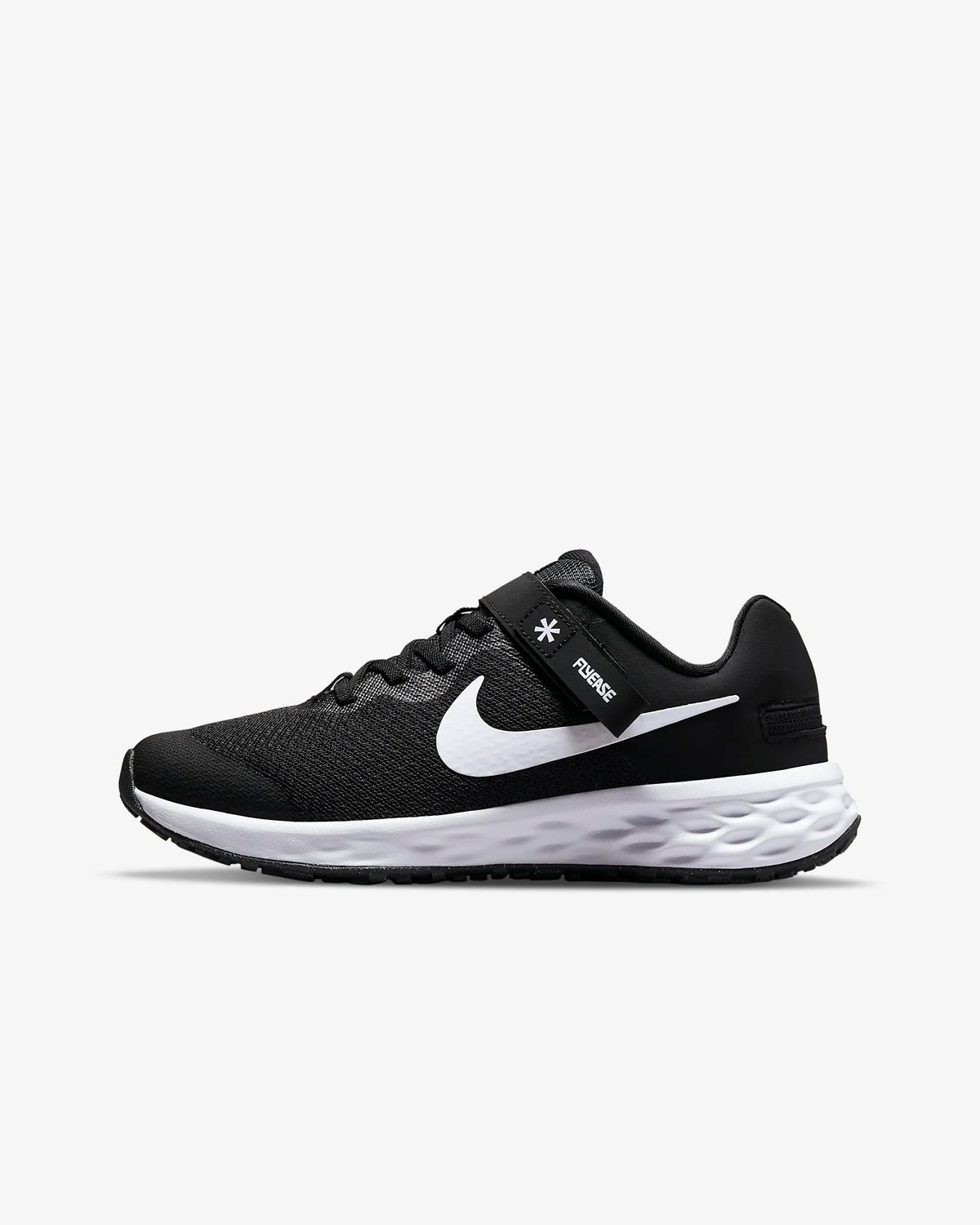 Size 3.5 (GS) - Nike Revolution 6 FlyEase Low Black White for sale ...