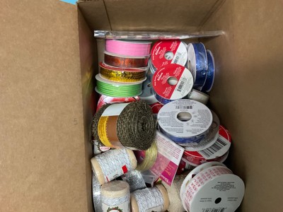 Lot of 47 Spools of Ribbon. Assorted Sizes and Colors. New. As shown ...