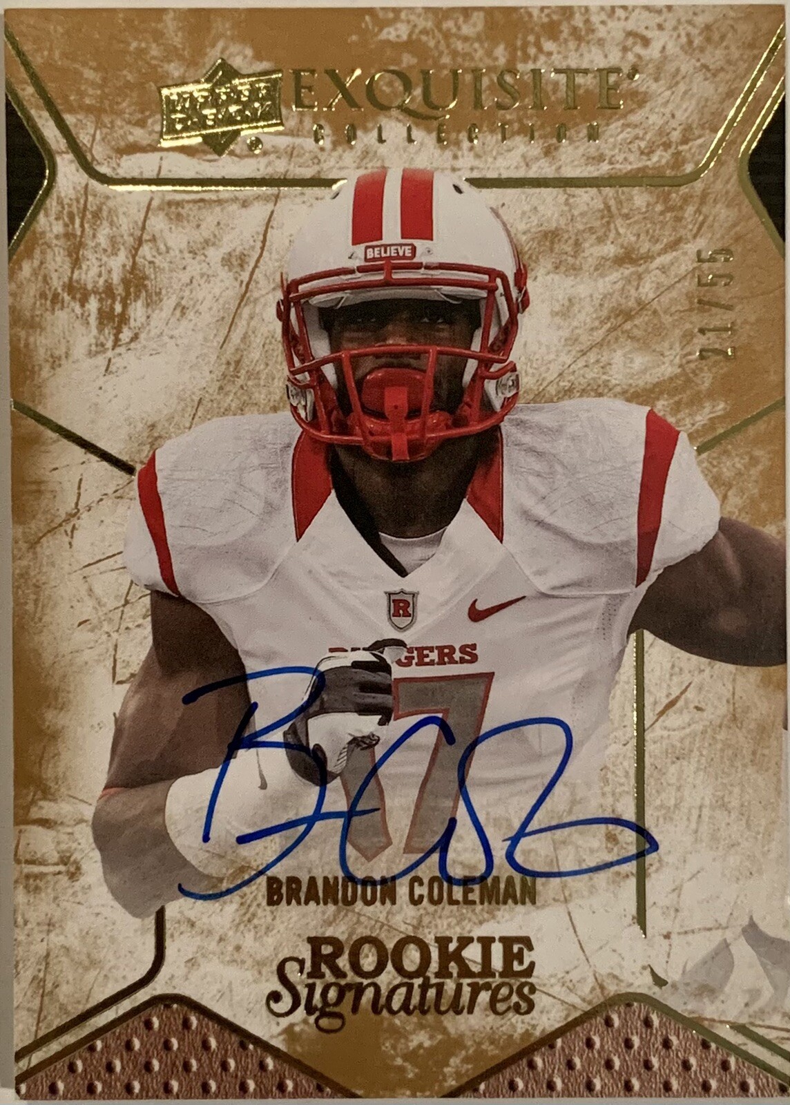 2014 EXQUISITE BRANDON COLEMAN @ 21/55 @ AUTO AUTOGRAPH ROOKIE RC ...