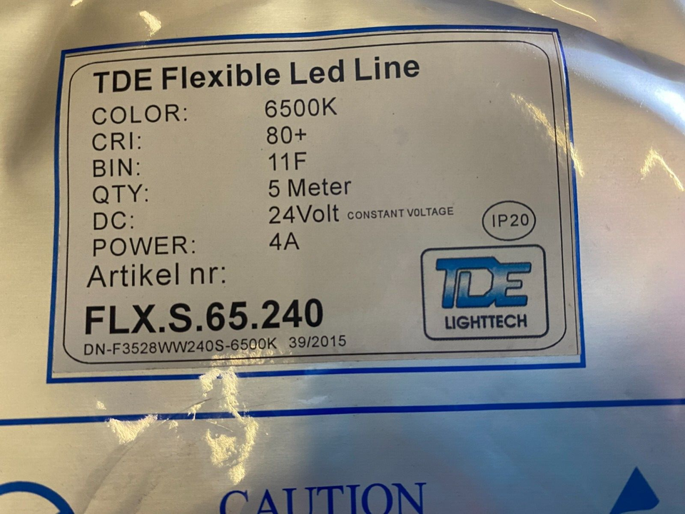 5m TDE Flexible LED Strip Line White 6500K IP20 24V 4.0A FLX.S.65.240 ...