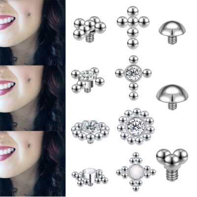1 Pc Stainless Steel Micro Dermal Anchor CZ Hide in Skin Diver Piercing Jewelry | eBay