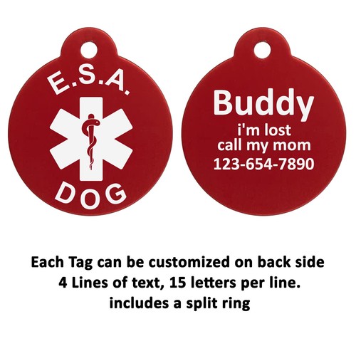 ESA Emotional Support Animal Custom Personalized Dog Pet tags Engraved ...