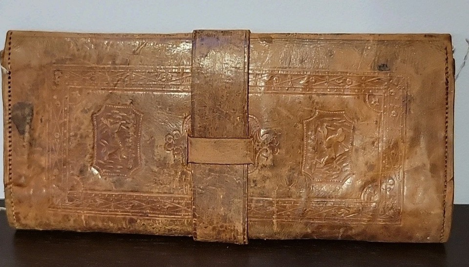 Civil War Era Leather Men's Wallet Dog Billfold 1860s Antique Signed ...