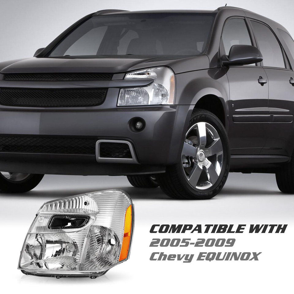 For 2005-2009 Chevy Equinox Headlights Chrome Housing Amber Corner ...