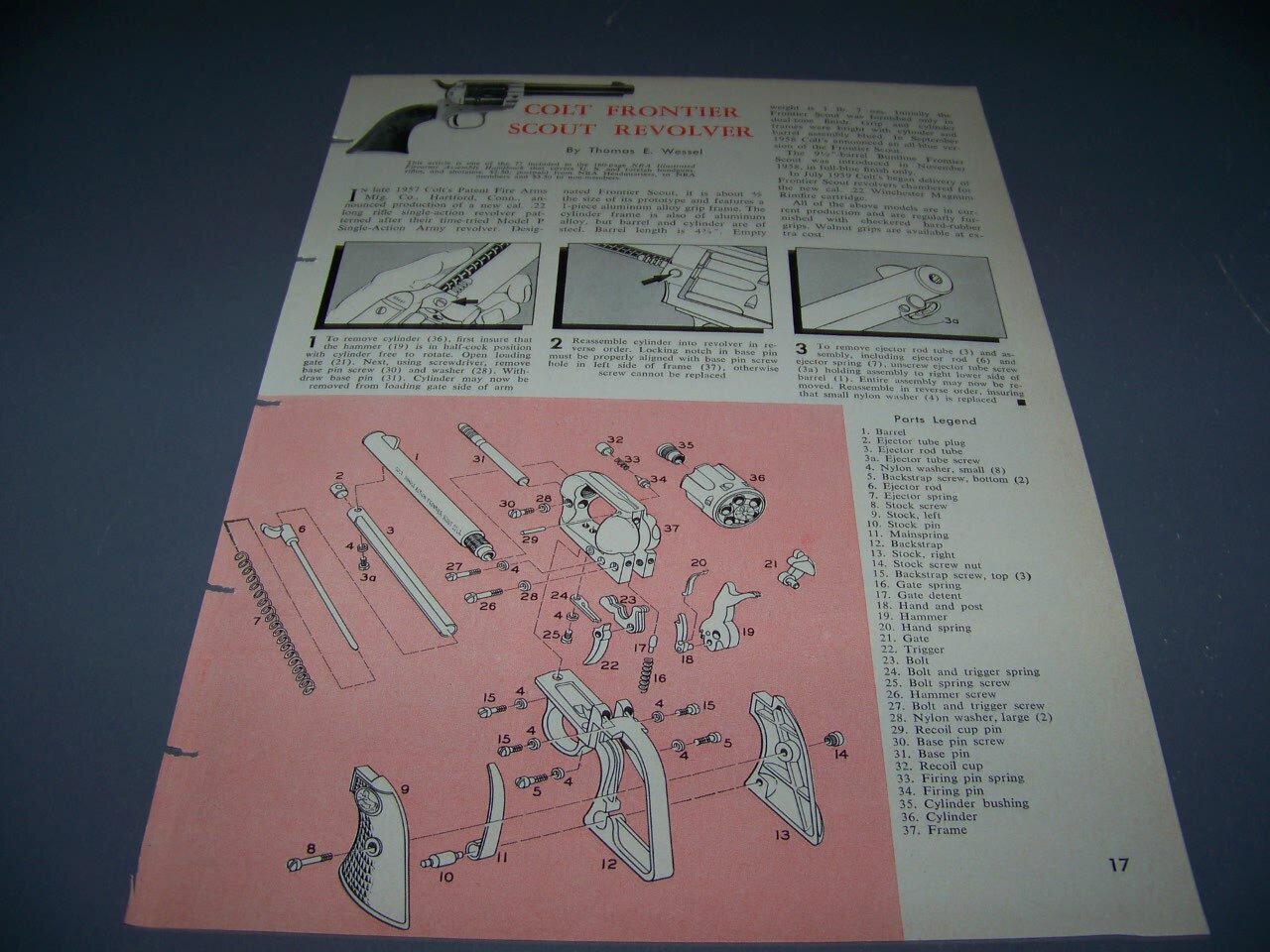 COLT FRONTIER SCOUT (.22 LR) REVOLVER..HISTORY/EXPLODED VIEW..RARE ...