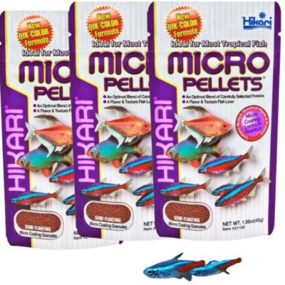 Hikari Micro Pellets Fish Food Small Semi Floating Tropical Fish 45 g x ...