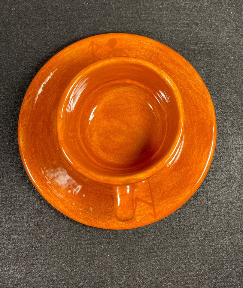 African Pottery Red Ware Cup & Saucer Signed Kazuri Kenya Primitive ...