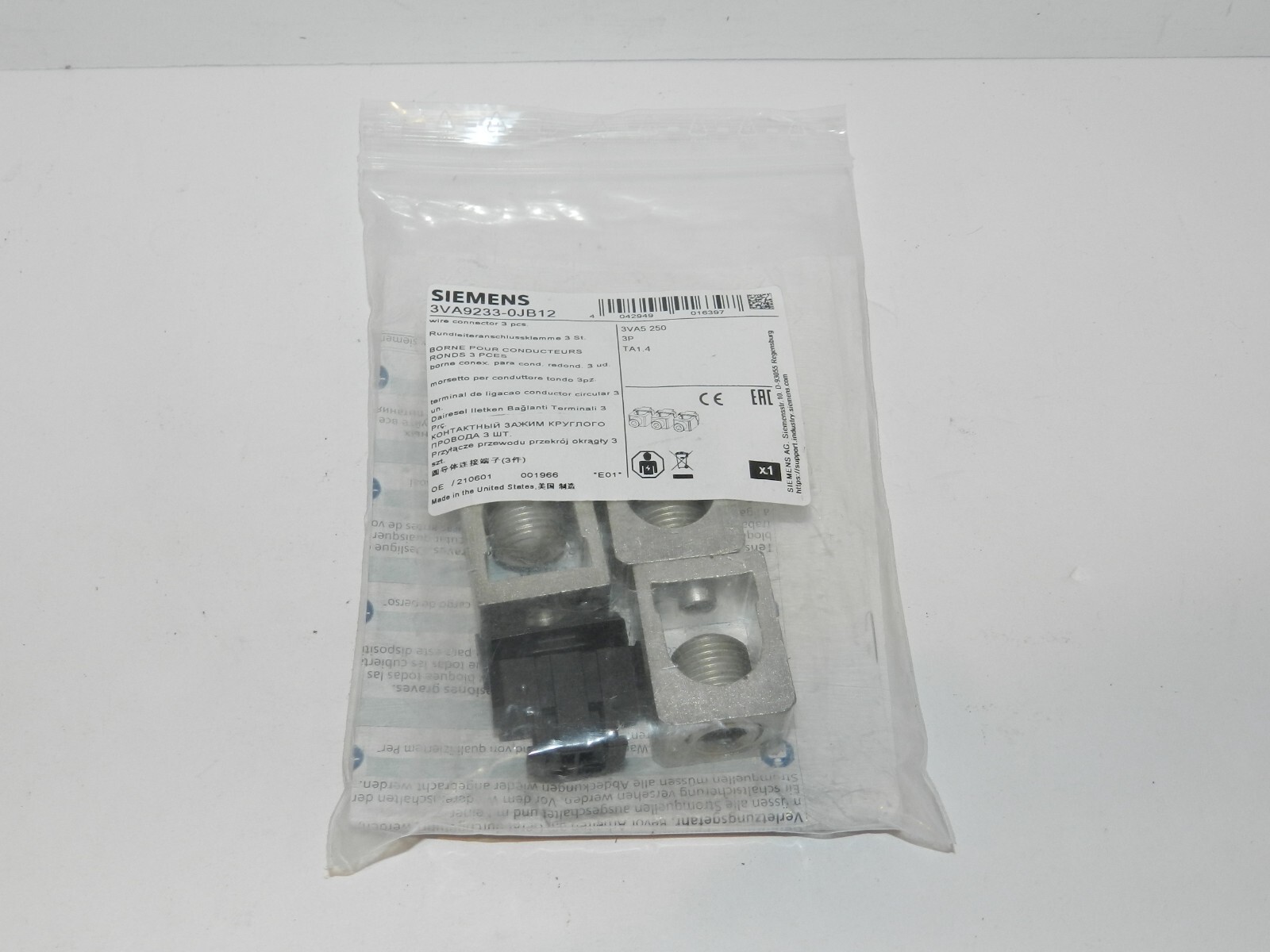 ITE SIEMENS 3VA9233-0JB12 / 3VA92330JB12 3VA Lug Kit Connector New ...