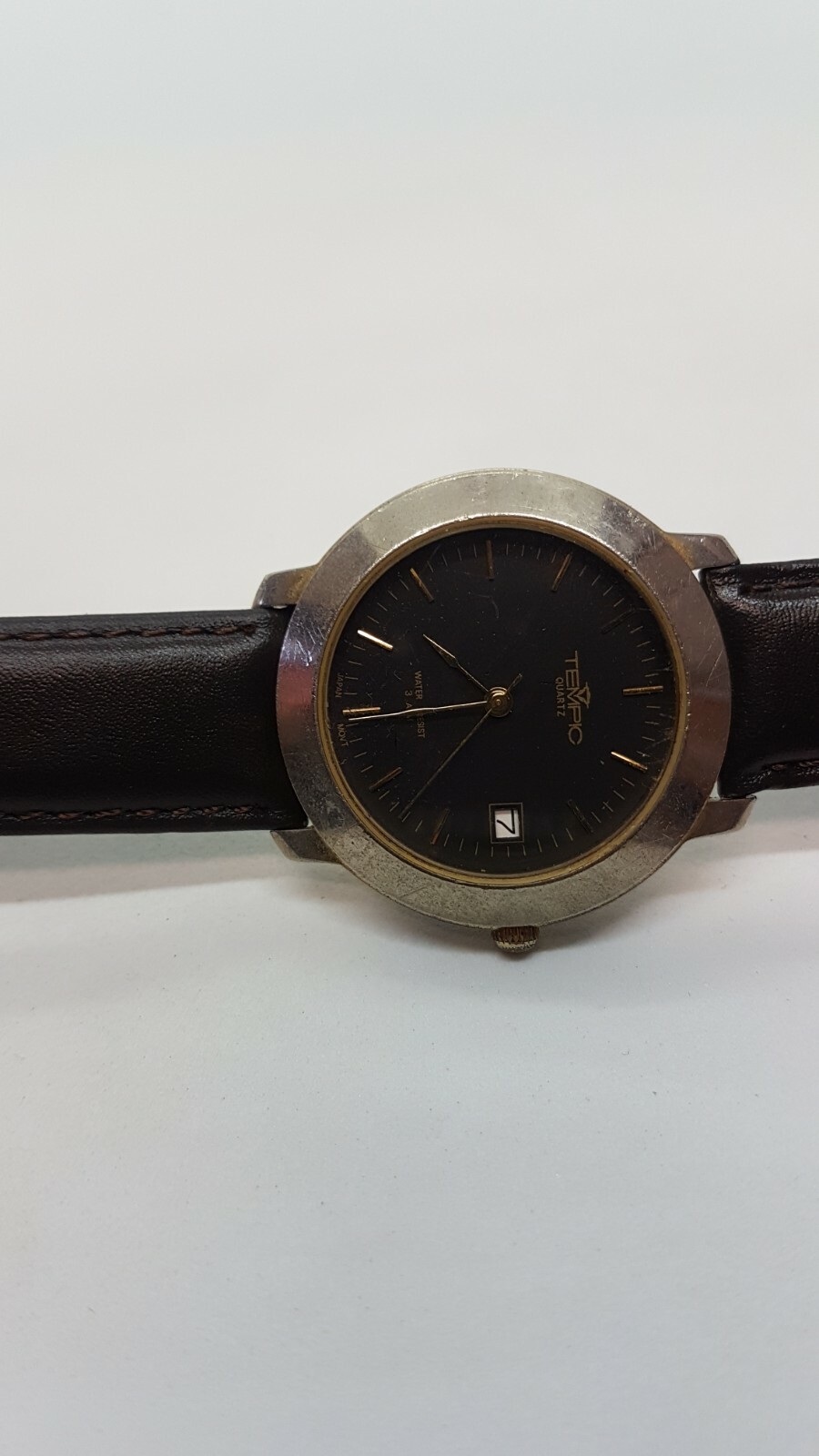 Tempic Quartz Dark Black Date Watch for Men and Women 36mm Vintage ...