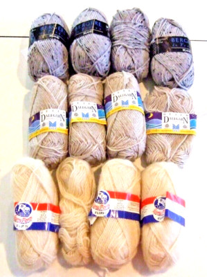 Lot 10 Plus Skeins Gray, Bone & Ivory Yarn by Bergere & Dalegarn - NEW ...