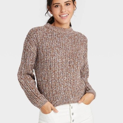 Universal Thread Marled Sweater Size XL Brown Crewneck Cottagecore Cozy ...