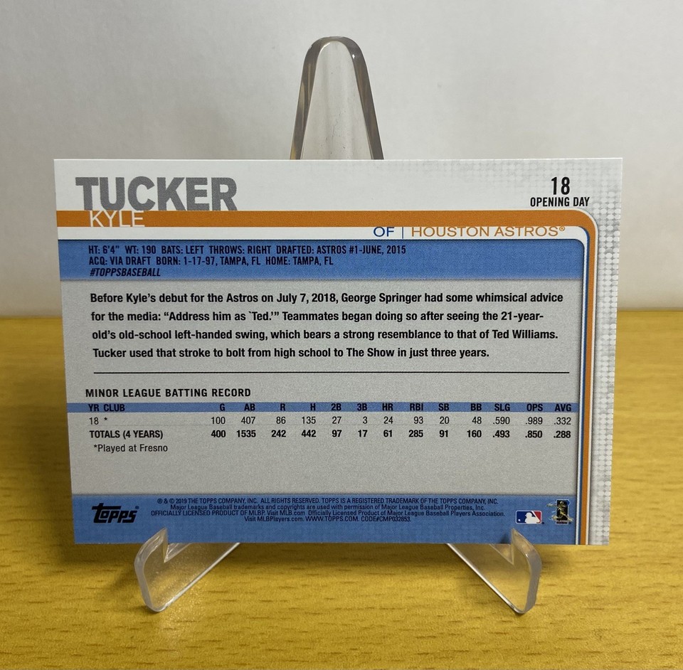 2019 Topps Opening Day #18 Kyle Tucker RC Houston Astros | eBay