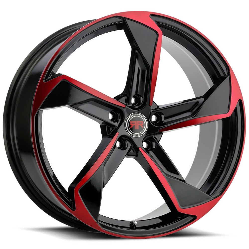 (Set-4) Revolution Racing R20 18x8 5x4.5" +40mm Black/Red Wheels Rims ...