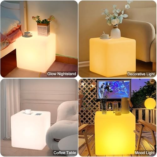 15-in LED Cube Chair Lights, 16 RGB Colors Changing Light Up Cubes 15 ...