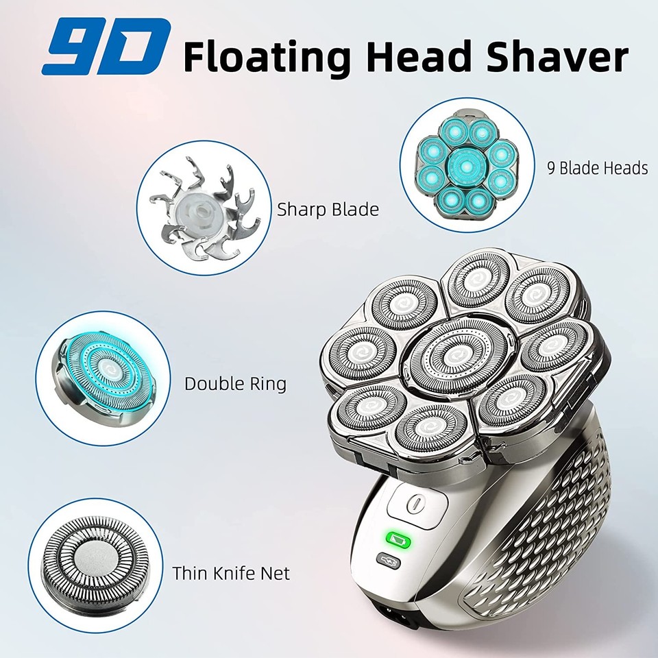 Head Shavers for Men Upgrade 9D Electric Shavers Men 6-in-1 Bald Head ...