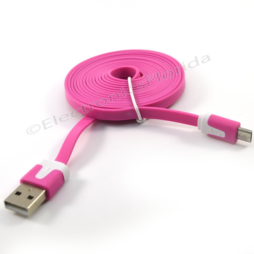 LOT Flat Regular Micro USB Data Sync Cable Cord 3,5,10FT for Android ...