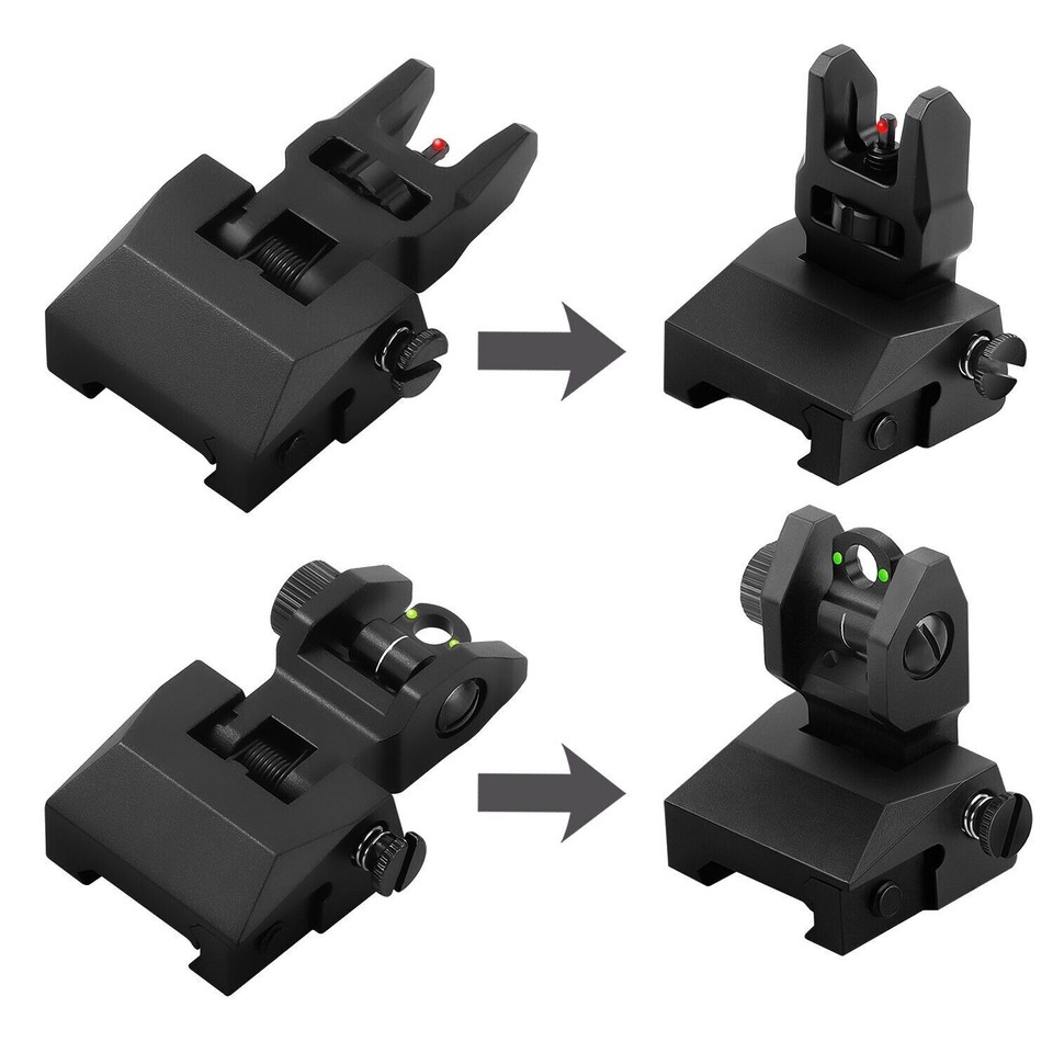 Fiber Optic Iron Sights Flip Up Iron Sight Front Rear Sight for Picatinny Weaver | eBay
