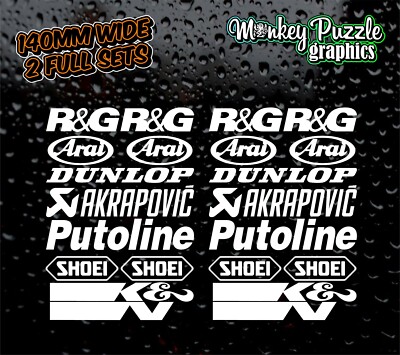 16 X Belly Pan Fairings Motorcycle Track RACING STICKERS Sponsor Vinyl ...