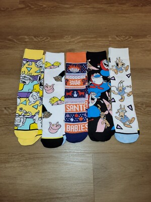 5 Pairs - Nickelodeon Unisex Socks Odd Sox Crew Length Novelty Rugrats ...