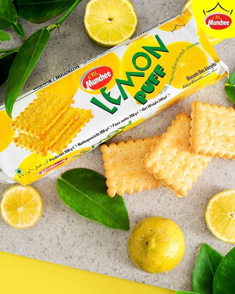 MUNCHEE LEMON PUFF and chocolate TEA BISCUITS 200g GENUINE WITH REAL ...