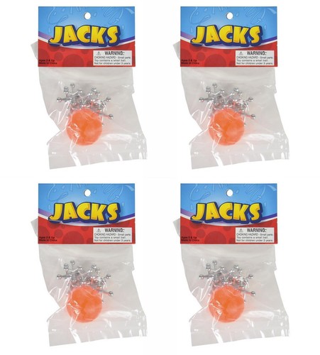 4 SETS OF STEEL METAL JACKS WITH RUBBER SUPER BALL, CLASSIC KIDS TOY ...