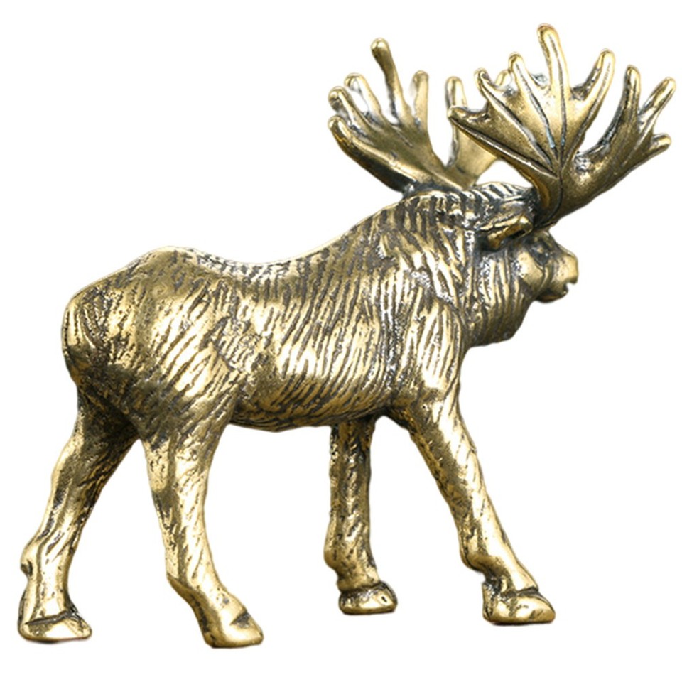 Creative Desktop Decor Deer Ornament Small Figurine Brass Reindeer ...