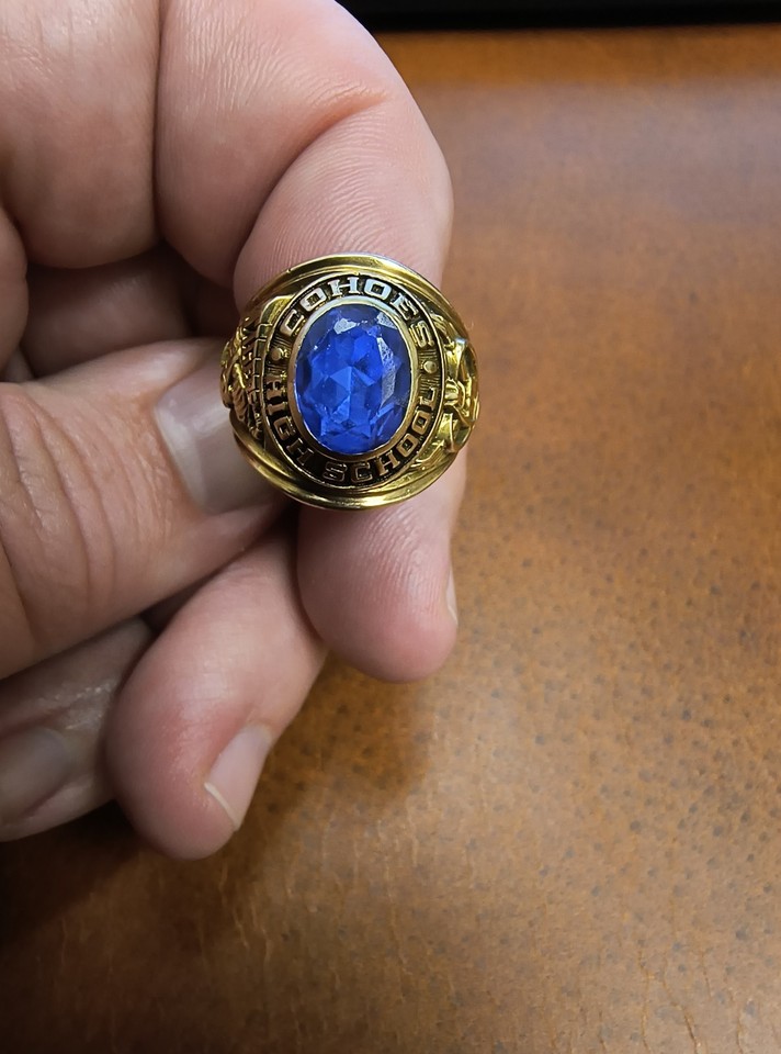 Vintage JOSTENS 10k Yellow Gold Vivid Blue Stone 1968 Class Ring SZ 6 ...
