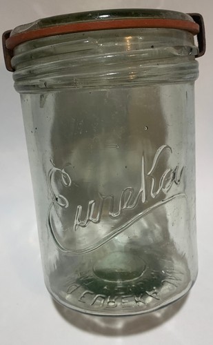 Vintage Eureka pint canning jar with original lid and rubber seal light ...
