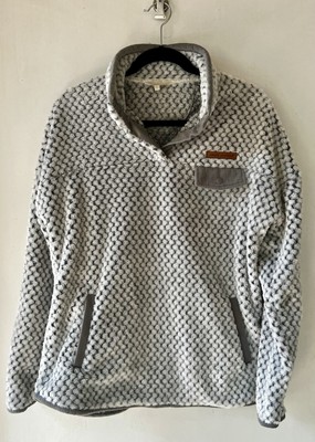 Simply Southern Faux Fur Fleece Snap Pullover - Gray - Large | eBay