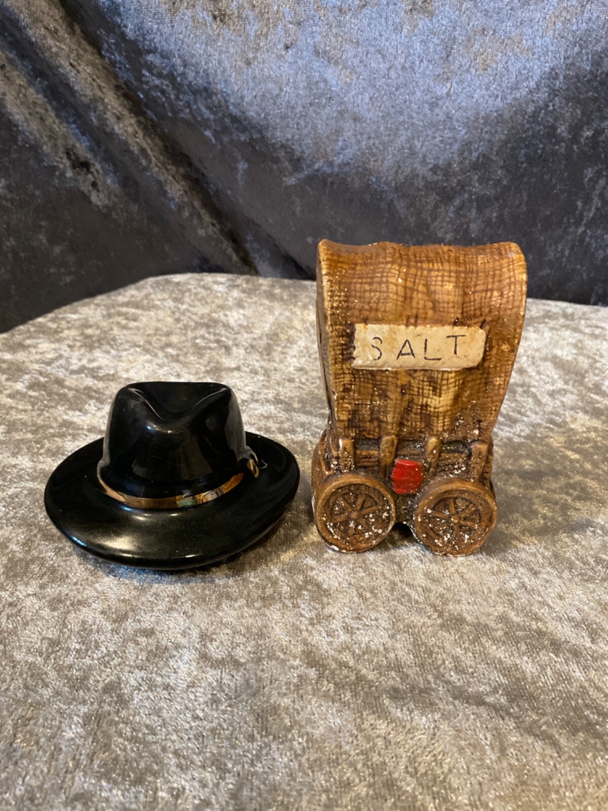 Vintage Mismatched Salt and Pepper Shakers, Cowboy Hat and Covered ...