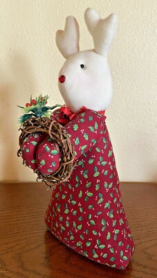 Vintage 11” Rudolph Reindeer Shelf Table Top Handcrafted Beans & Cloth ...