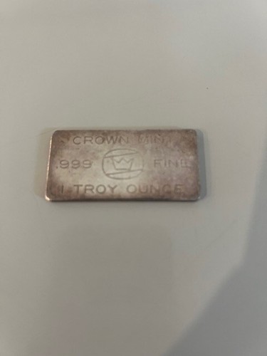 Vintage Crown Mint 1 oz .999 silver Bar super rare Toned | eBay