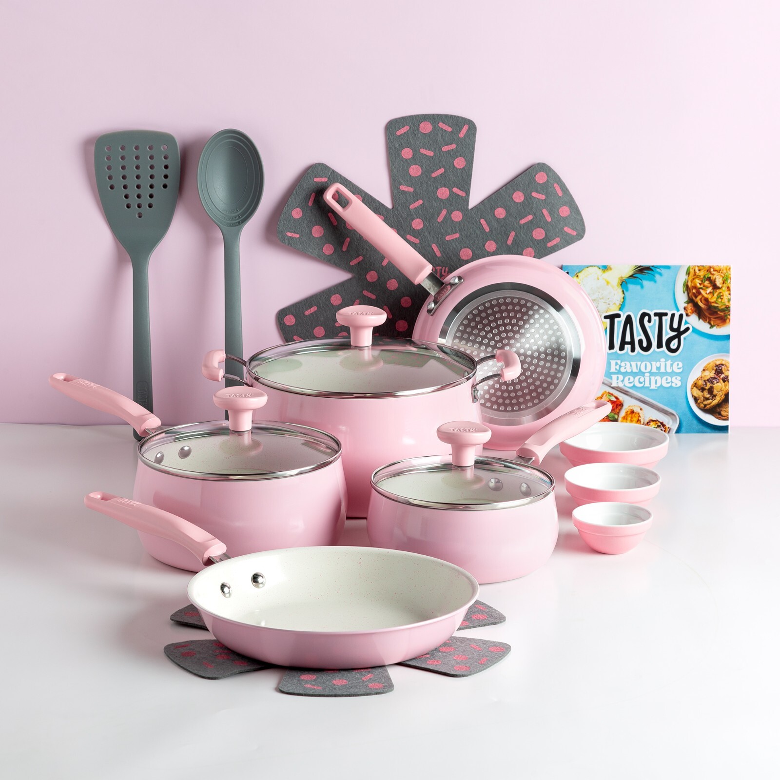 Tasty Clean Ceramic 16 Piece Non-Stick Aluminum Cookware Set, Pink | eBay