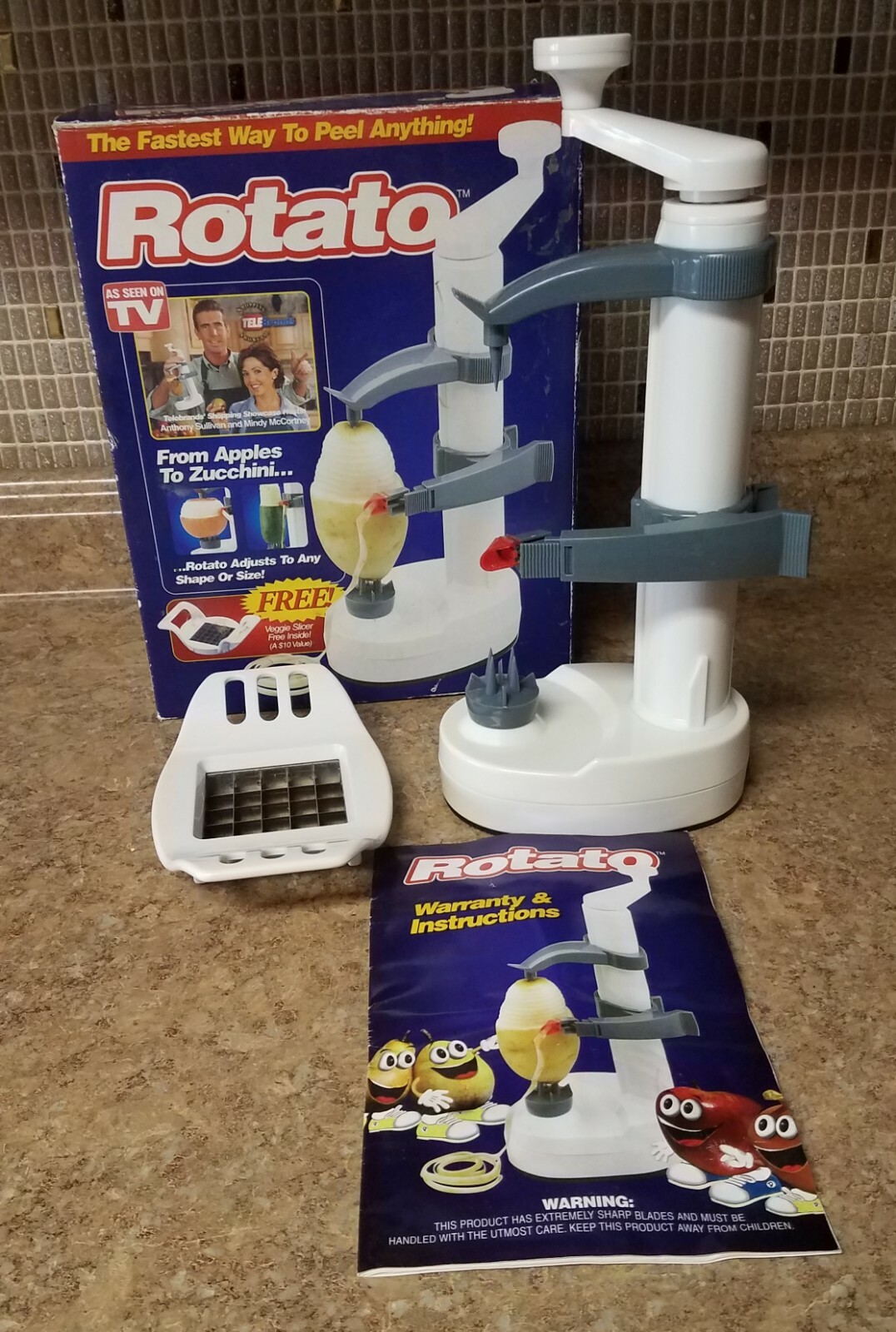 ROTATO "AS SEEN ON TV" Potato Apple Vegetable Zucchini Fruit Peeler in ...