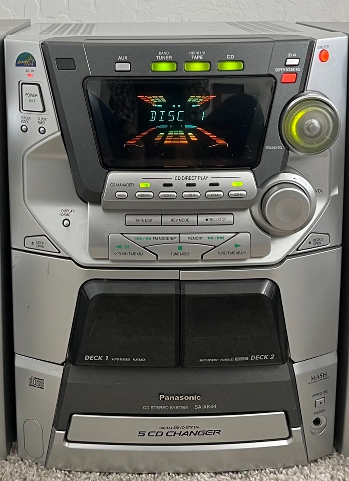 PANASONIC SA-AK44 Stereo System 5-CD Disc Changer / Dual Cassette ...